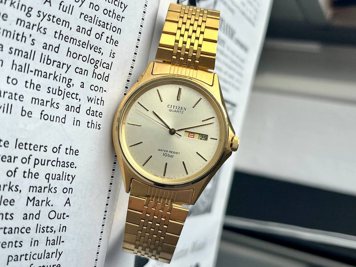 Vintage Citizen 5500-F50123 Quartz Gold Watch Working JDM Kanji Mint ...