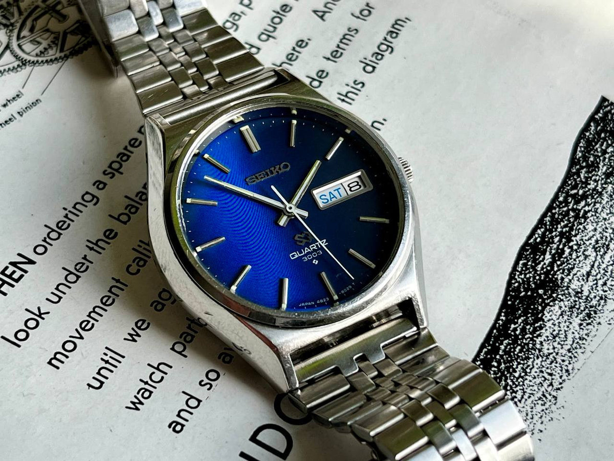 Vintage Seiko SQ 3003 Watch Stunning Blue Dial 4823-8020 1976 Quartz ...