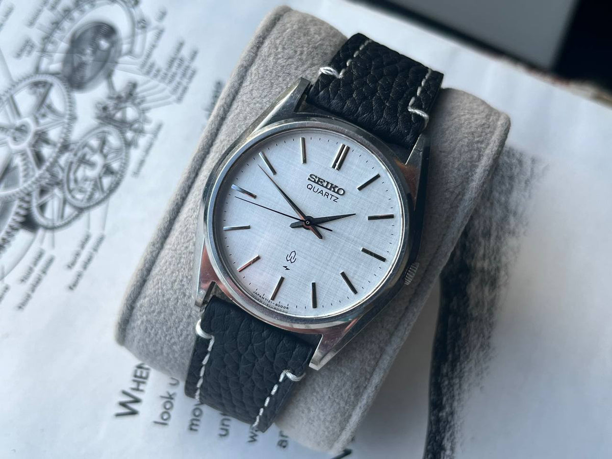 Vintage Seiko 7121-8000 Linnen Dial Steel Case 1980 JDM Quartz Working ...