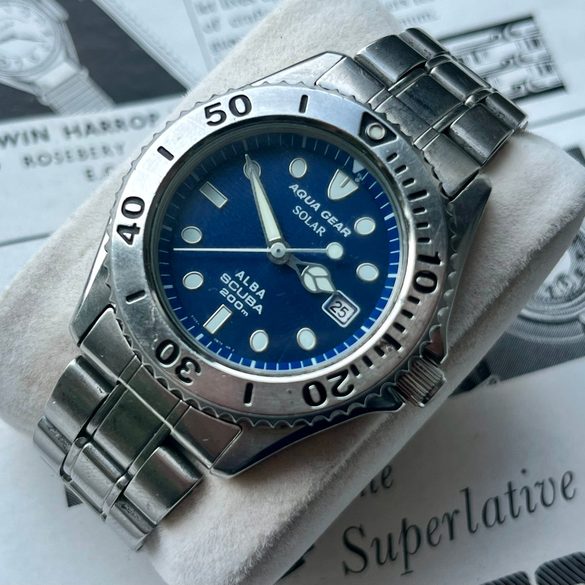 Alba Diver Watch V145-0J90 Aqua Gear Scuba 200M Solar (by Seiko) – WatchEra