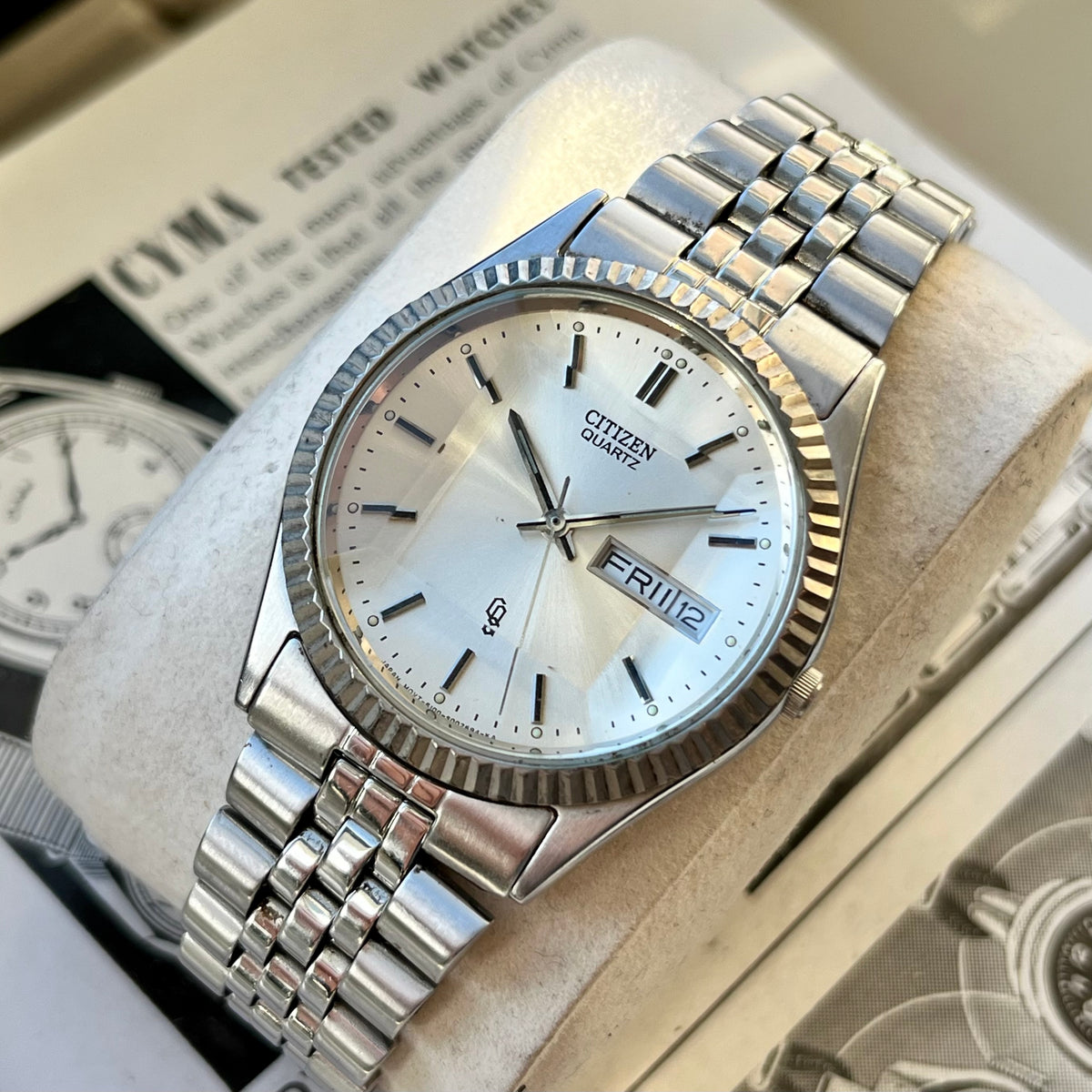Vintage Citizen Crystron CQ Datejust 6100-S96989 Facetted Crystal Blue ...