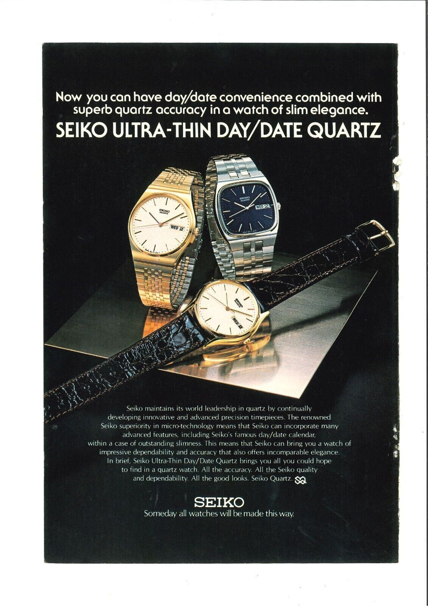 Vintage Seiko Advertisement Seiko Ultra-Thin Day/Date Quartz – WatchEra
